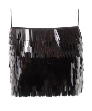 SELF-PORTRAIT Sequin Embellished Cropped Top - Black