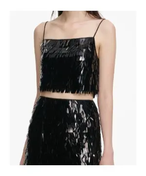 SELF-PORTRAIT Sequin Embellished Cropped Top
