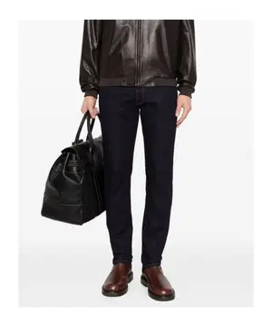 Emporio Armani Five-pocket Jeans With Logo Patch - Blue