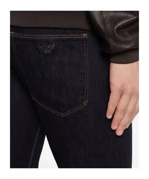 Emporio Armani Five-pocket Jeans With Logo Patch - Blue