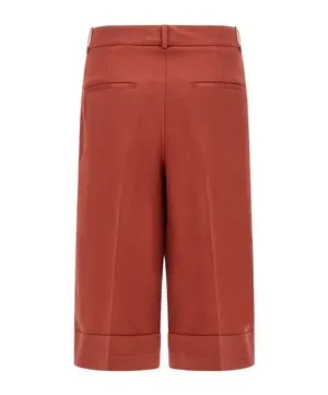 Peserico Pleated Bermuda Shorts With Wide Legs And Cuffed Hem