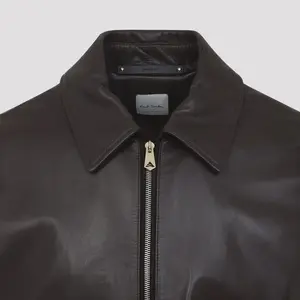 Paul Smith Smooth Leather Zip Jacket - Black