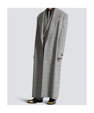 Balmain Oversized Prince Of Wales Wool Coat