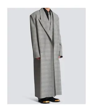 Balmain Oversized Prince Of Wales Wool Coat