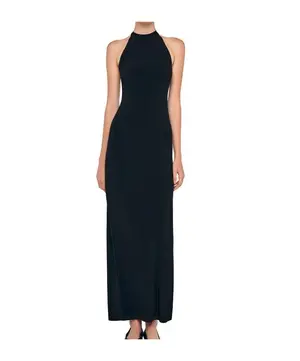 Norma Kamali Halterneck Side-slit Maxi Dress