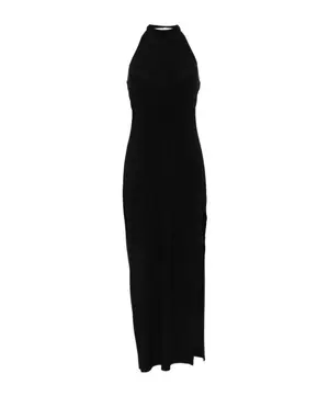 Norma Kamali Halterneck Side-slit Maxi Dress - Black
