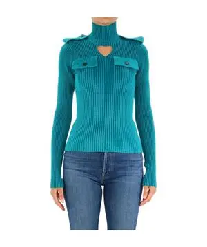 Bottega Veneta Rib-knit Cut-out Jumper With High Neck And Epaulettes