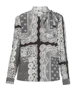 Red Valentino Long Sleeve Printed Bow Tie Blouse