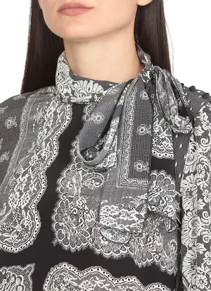 Red Valentino Long Sleeve Printed Bow Tie Blouse
