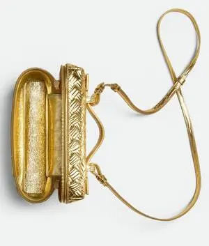Bottega Veneta Laminated Leather Cosmetic Bag - Gold