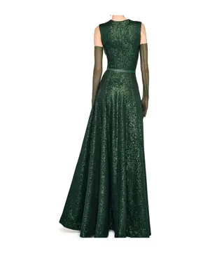 Norma Kamali Grace Sequined Maxi Dress - Dark Emerald