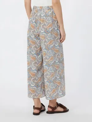 Max Mara Floral Print Silk Crepe De Chine Trousers