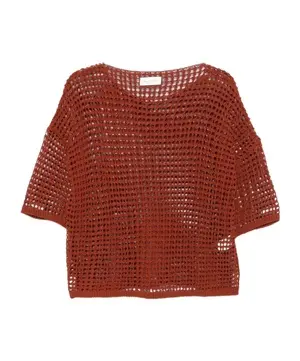 ROBERTO COLLINA Mesh-knit Top With Ribbed Trim