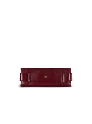 Balmain Calfskin Leather Clutch With Buckle Detail - Brown