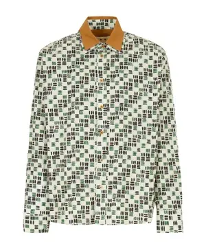 Marni Cream Poplin Shirt With Rhythms Print - Rain