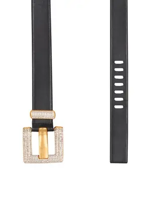 Balmain Calfskin And Crystal Belt - Black
