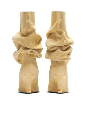 Balmain Draped Suede Wedge Ankle Boots