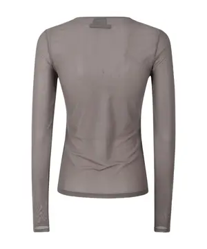 JEAN PAUL GAULTIER Mesh Crewneck Long Sleeve Top With Sequined Embroidery - Gray