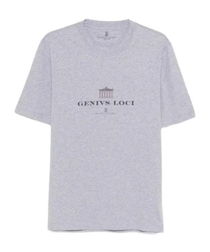 Brunello Cucinelli Printed Jersey Crewneck T-shirt - Gray