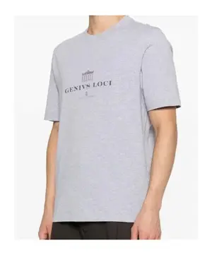 Brunello Cucinelli Printed Jersey Crewneck T-shirt - Grey