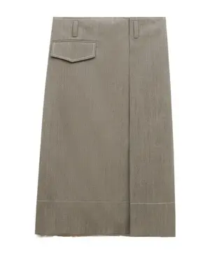 Marni Wool Midi Skirt With Contrast Stitching - Gray