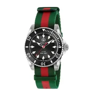 Gucci Dive Watch With Webbing Strap - Black