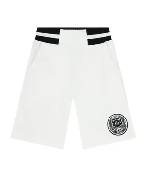 Balmain Elastic Waist Shorts With Logo Detail - White