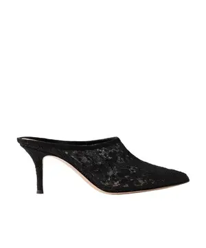 GIANVITO ROSSI Lace High Heel Pointed Toe Sandals - Black
