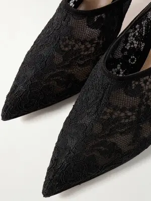 GIANVITO ROSSI Lace High Heel Pointed Toe Sandals - Black