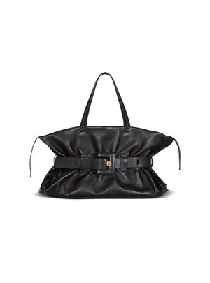 Balmain Large Calfskin Zip Bag - Black