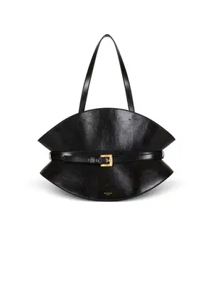 Balmain Medium Shuffle Bag In Calfskin Leather