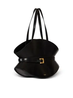 Balmain Medium Shuffle Bag In Calfskin Leather