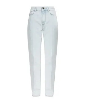 Givenchy Logo Patch Straight Leg Jeans - Light Blue