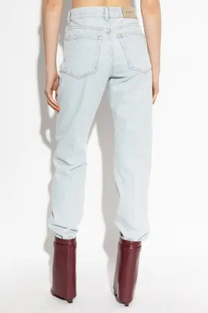 Givenchy Logo Patch Straight Leg Jeans - Light Blue