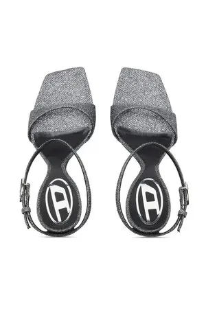 DIESEL® D-amber Wedge Sandals With Tone Oval D Plaque - Silver