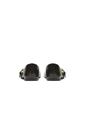 Balmain Shiny Lambskin Ballet Flats With Chain Detail - Black