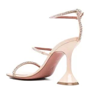 Amina Muaddi Open-toe Embellished High-heeled Sandals - Nude