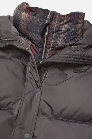 Acne Studios Puffer Jacket With Plaid Lining - Dark Gray