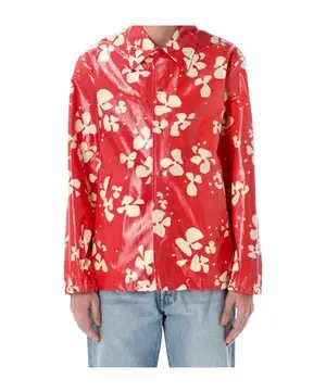 Dries Van Noten Floral Printed Collared Jacket - Red