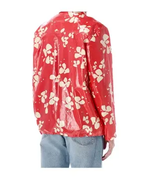Dries Van Noten Floral Printed Collared Jacket - Red