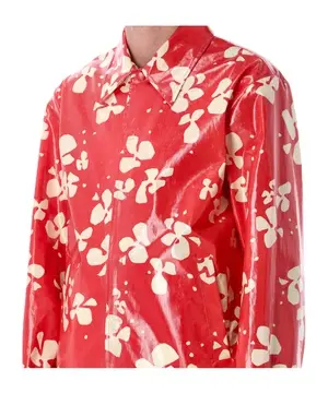 Dries Van Noten Floral Printed Collared Jacket - Red