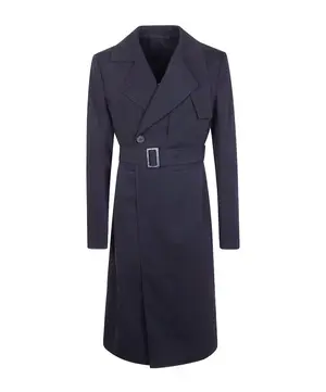 Rick Owens Belted Lapel Collar Long Sleeve Coat