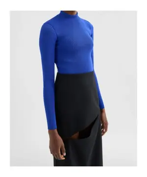 JIL SANDER Ribbed Mock Neck Sweater - Bluebell