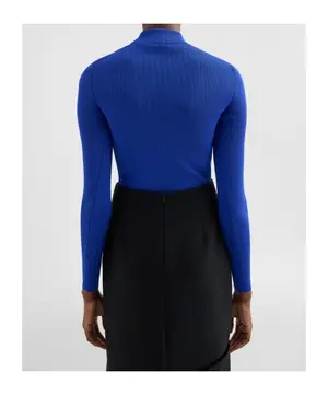 JIL SANDER Ribbed Mock Neck Sweater - Bluebell