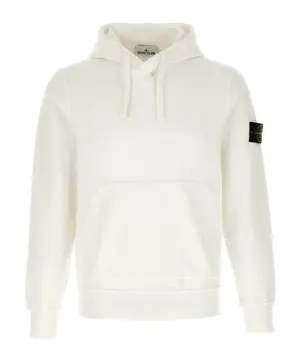Stone Island Logo Patch Drawstring Hoodie - White
