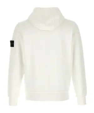 Stone Island Logo Patch Drawstring Hoodie - White