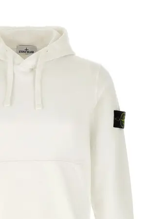 Stone Island Logo Patch Drawstring Hoodie - White
