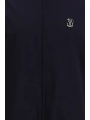 Brunello Cucinelli Crest Embroidered Reversible Zip-up Jacket - Black