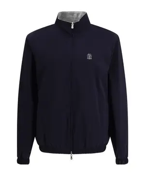Brunello Cucinelli Crest Embroidered Reversible Zip-up Jacket - Ckm43