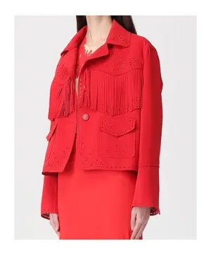 Ermanno Scervino Fringe Laser-cut Jacket - Red